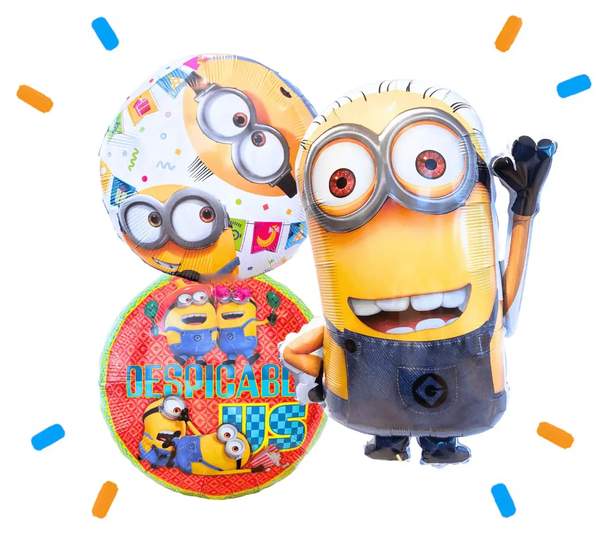 Minion Trosje Geel/Wit/Rood - Gevuld Met Helium - 63 cm